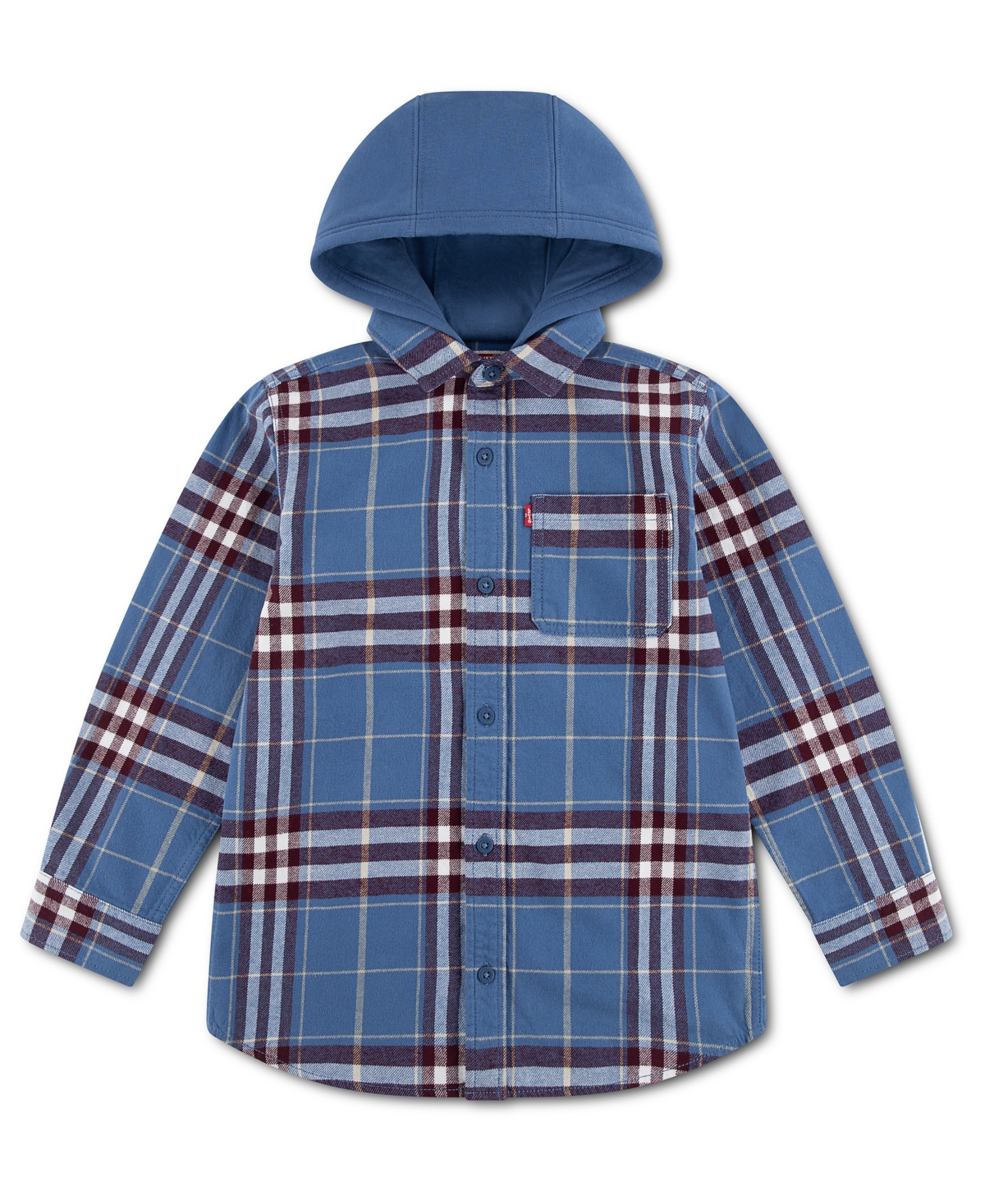 Click here for Levis Boys 4-7 Hooded Plaid Flannel Shirt - Moonli... prices