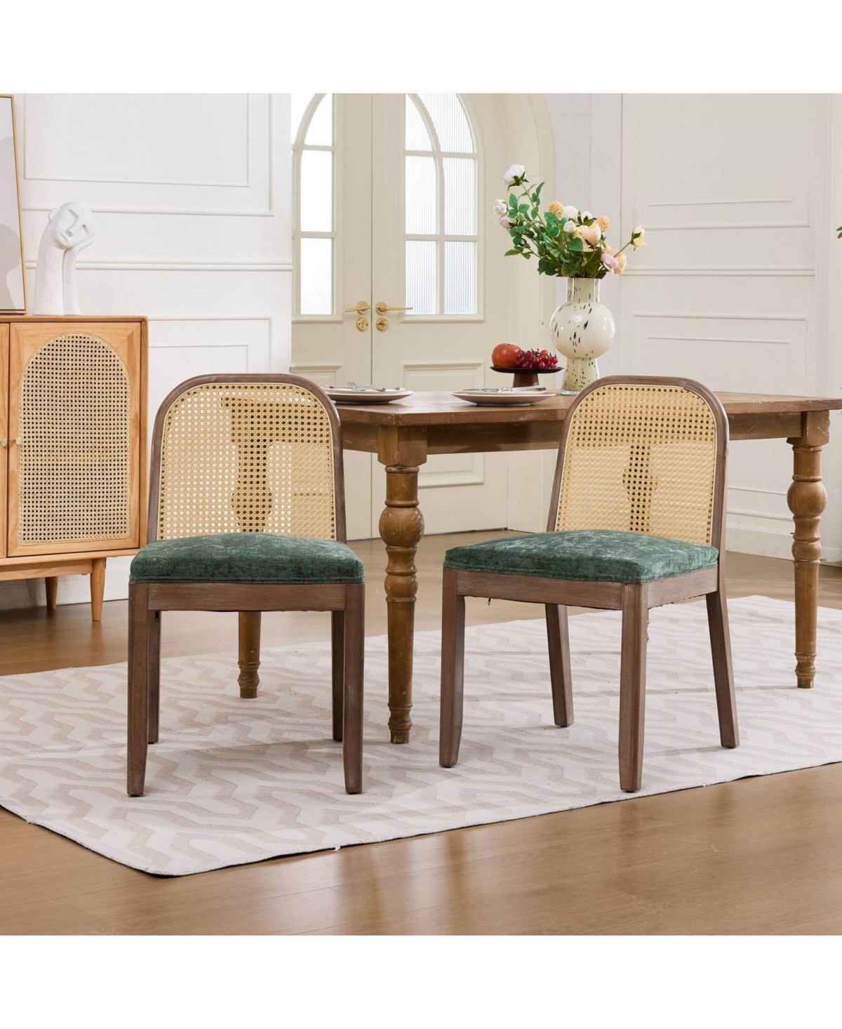 Click here for Rainsken Curved Arched Cane Back Dining Chairs Set... prices