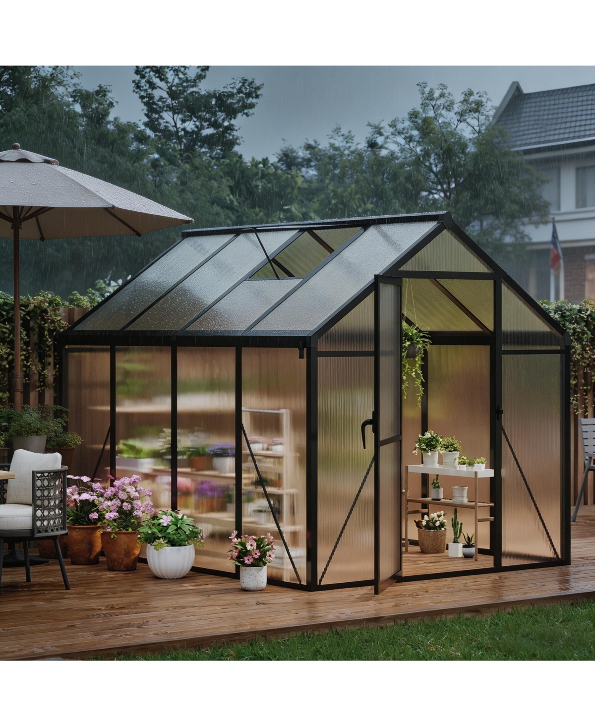 Click here for Homfan 8 x 6 Ft Aluminum Frame Greenhouse with Pc... prices