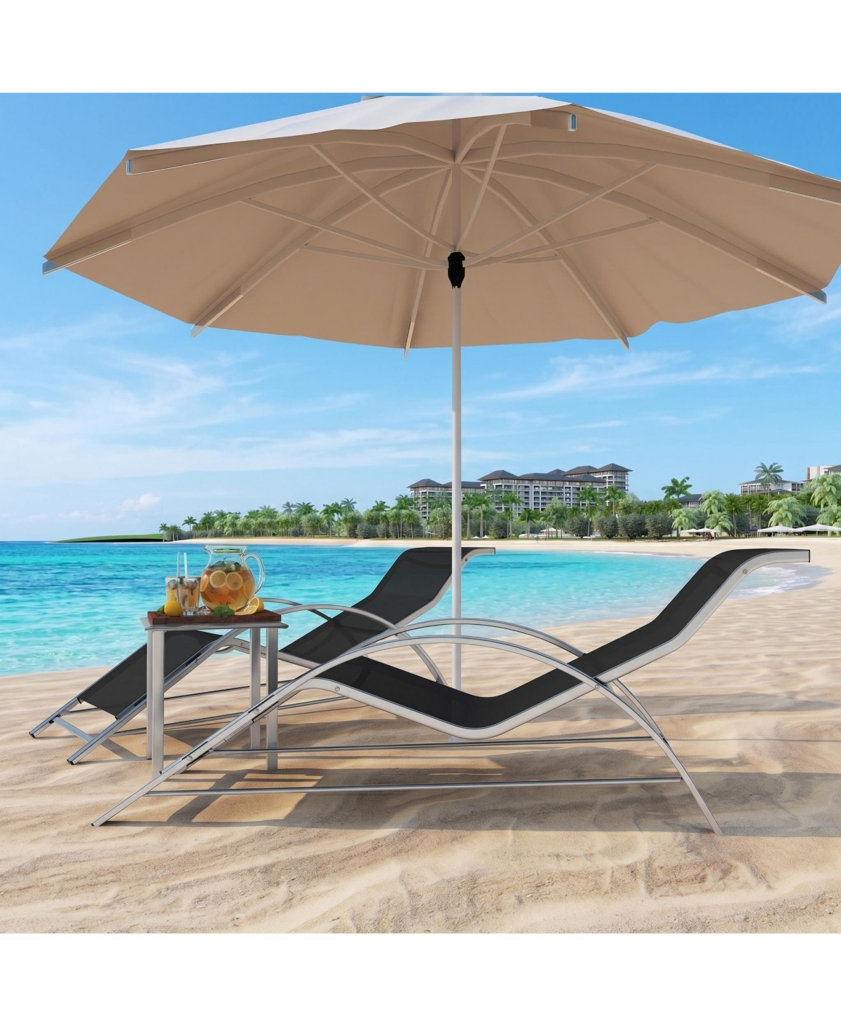 Click here for homfan 3-Piece Outdoor Reclining Lounge Chair Set... prices