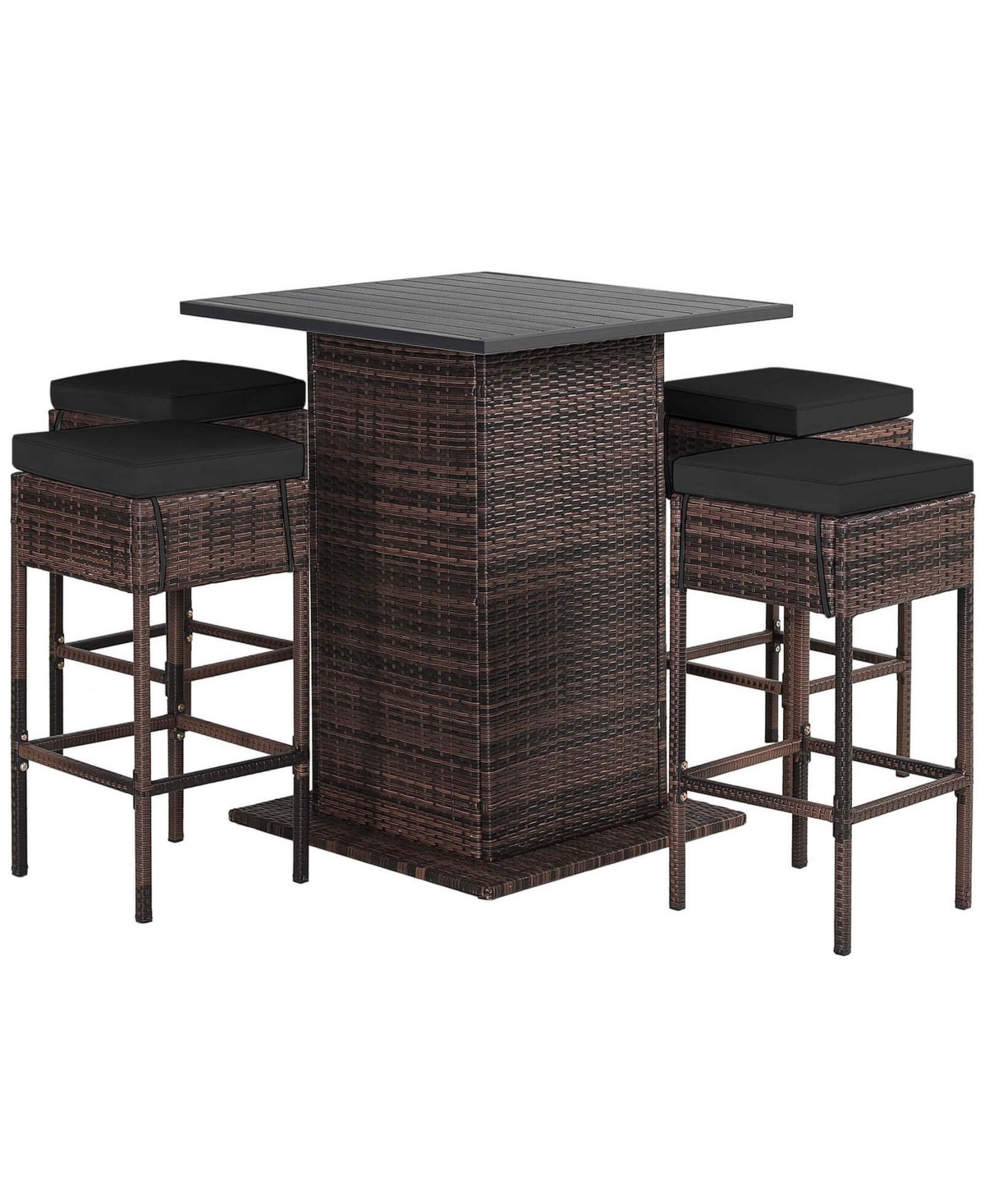 Click here for Gymax 5 Piece Patio Rattan Bar Table Stool Set Hid... prices