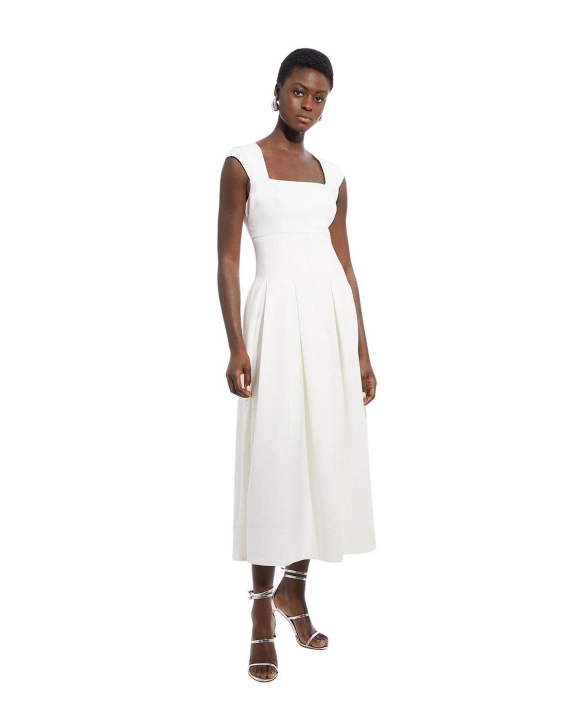Click here for Karen Millen Womens Square Neck Midi Dress - Ivory prices