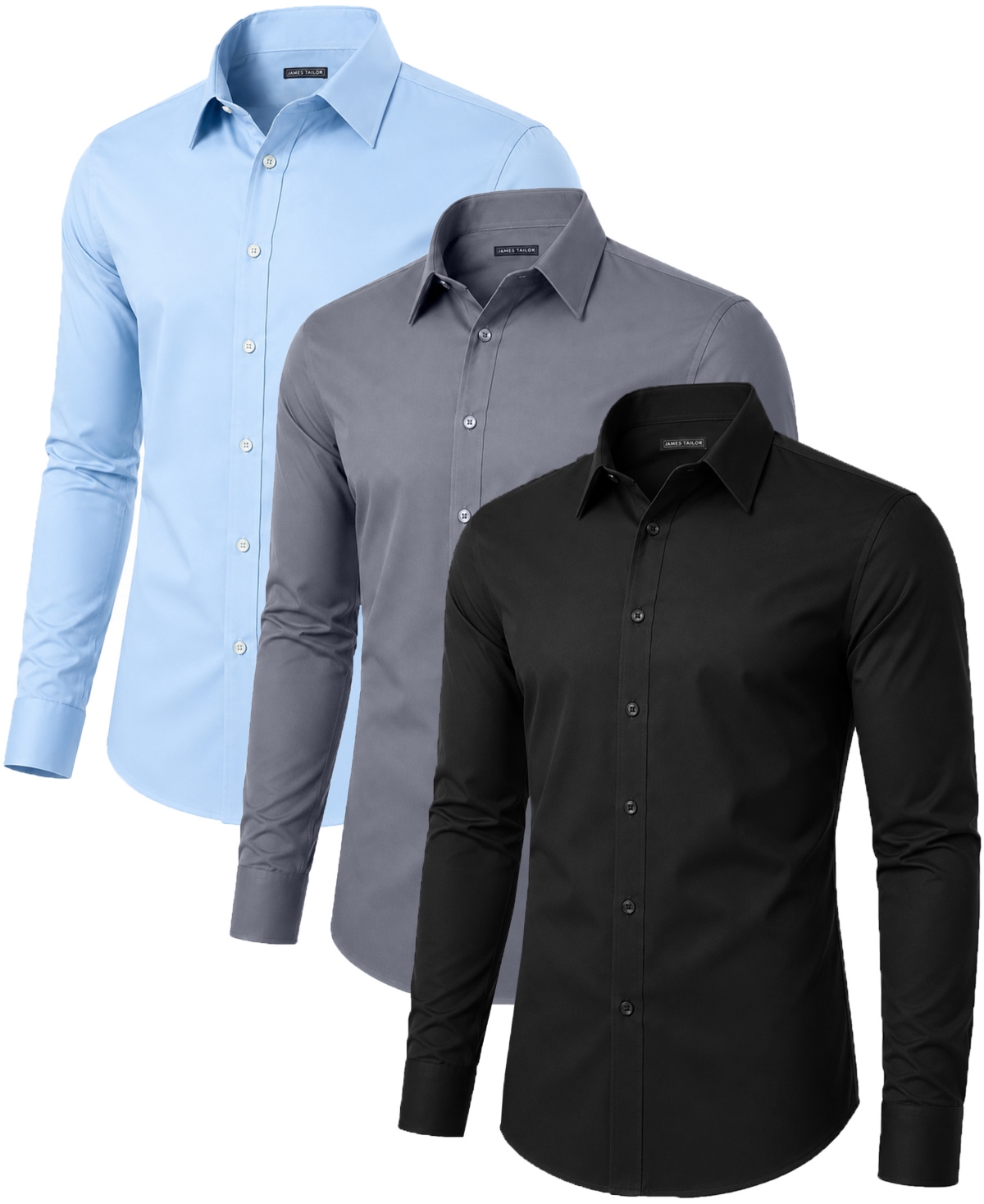 Click here for James Tailor Mens Point Collar Stretch Dress Shirt... prices