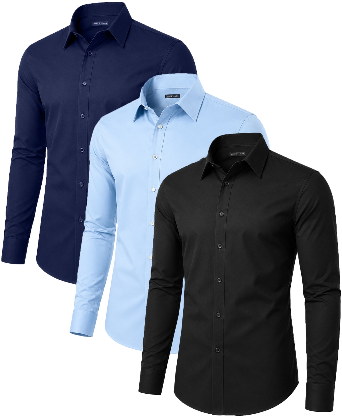 Click here for James Tailor Mens Point Collar Stretch Dress Shirt... prices