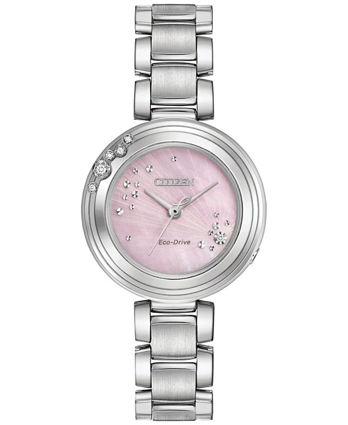 Citizen Eco-Drive Women's Carina Diamond Accent Stainless Steel Bracelet Watch 28mm EM0460-50N ...