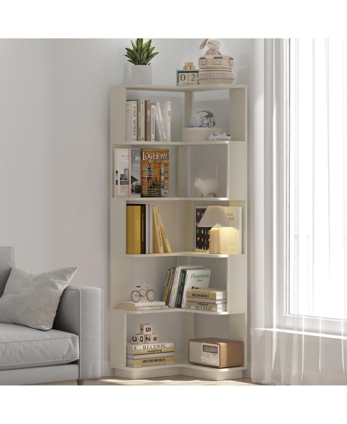 Click here for Flynama 6-Tier L-Shaped Corner Bookshelf  Anti-fal... prices