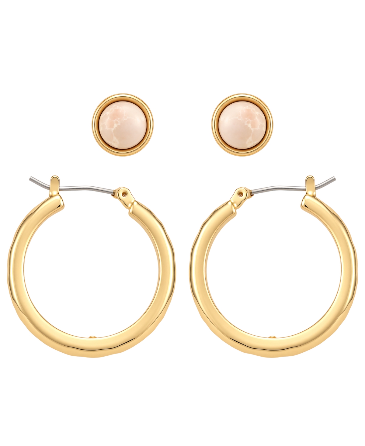 Click here for Guess Gold-Tone Serpentine Stone Stud & Hoop Earri... prices