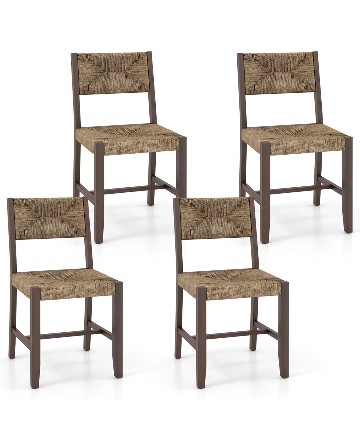 Click here for Gymax Wooden Dining Chair Set of 4 With Weave Seag... prices