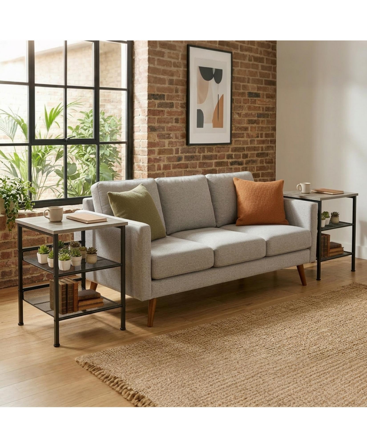 Click here for homfan 2-Piece 3-Tier Square End Table Set  Indust... prices