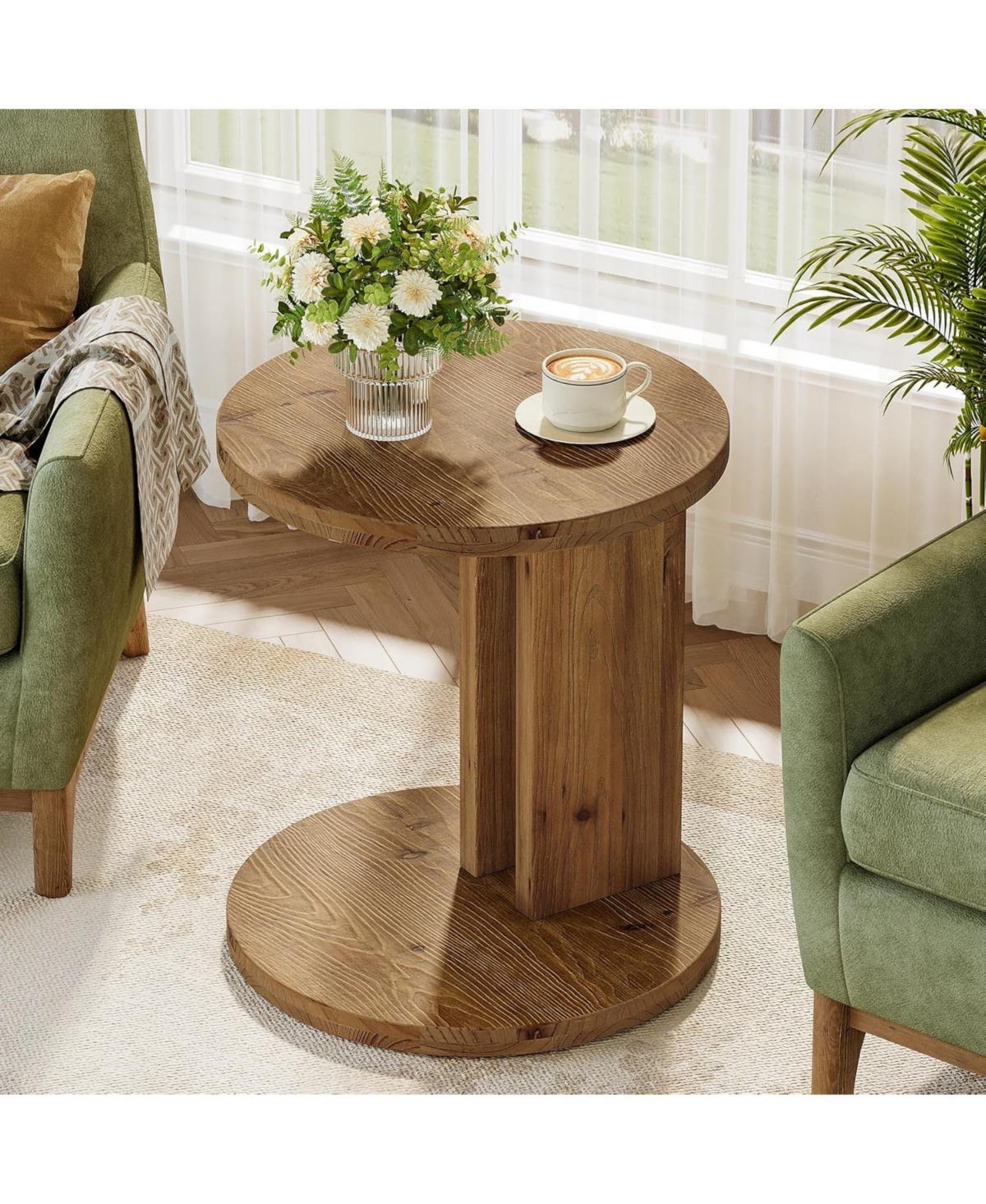 Click here for Tribesigns Solid Wood End Table  C-Shaped Round Si... prices