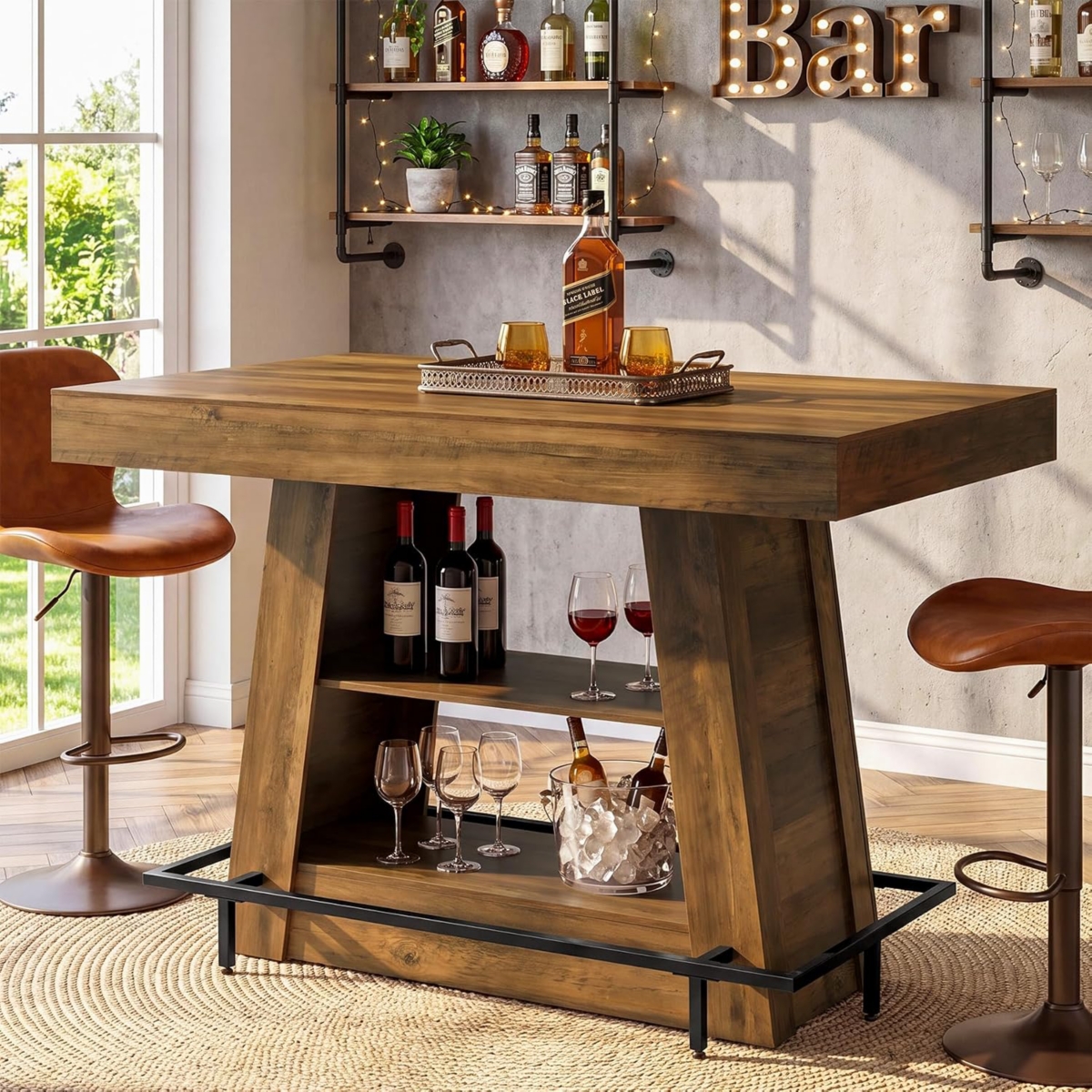 Click here for Tribesigns Extal Wide Bar Table with and 2-Tier St... prices