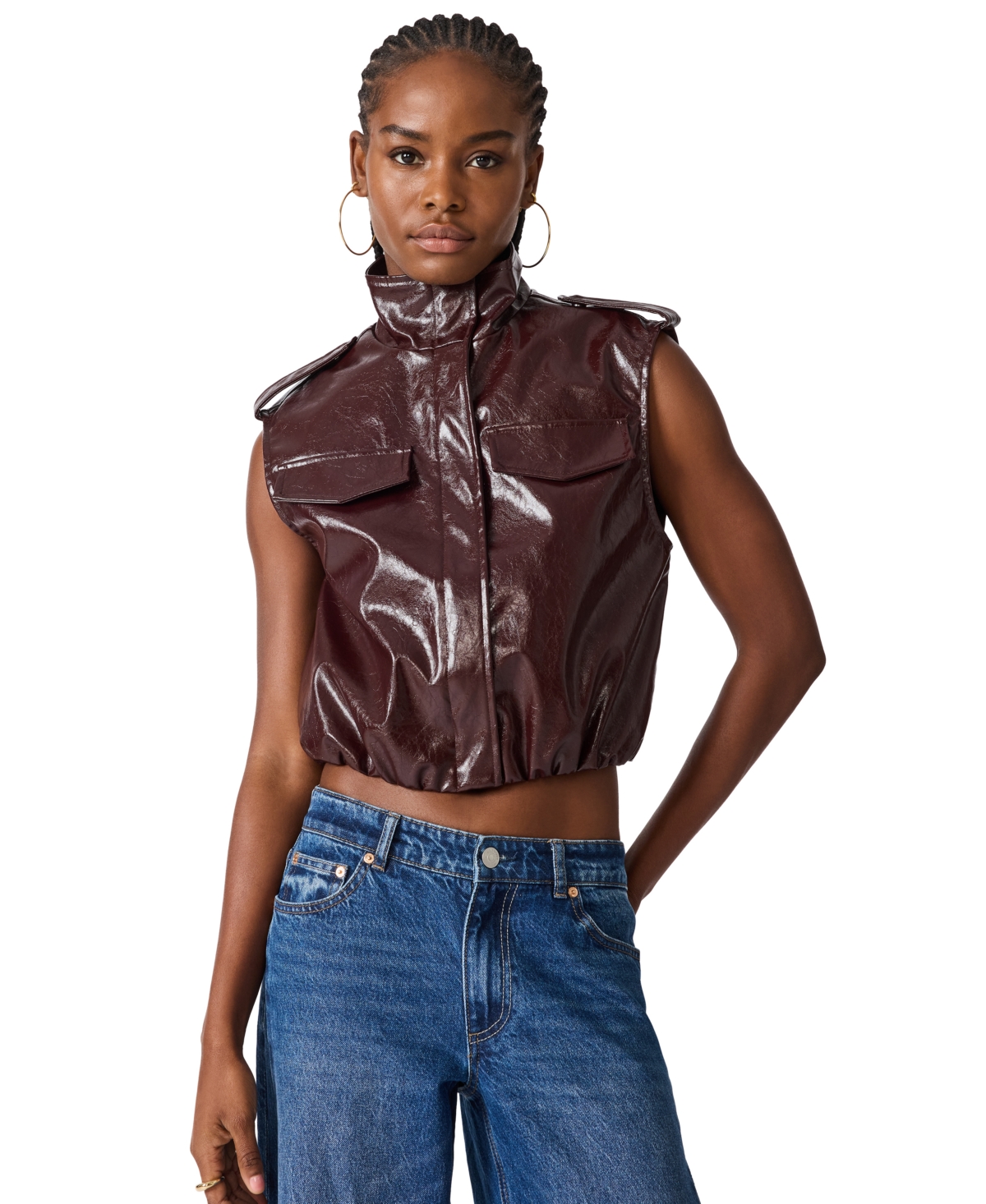 Click here for Steve Madden Womens Luxie Faux Leather Vest - Deep... prices