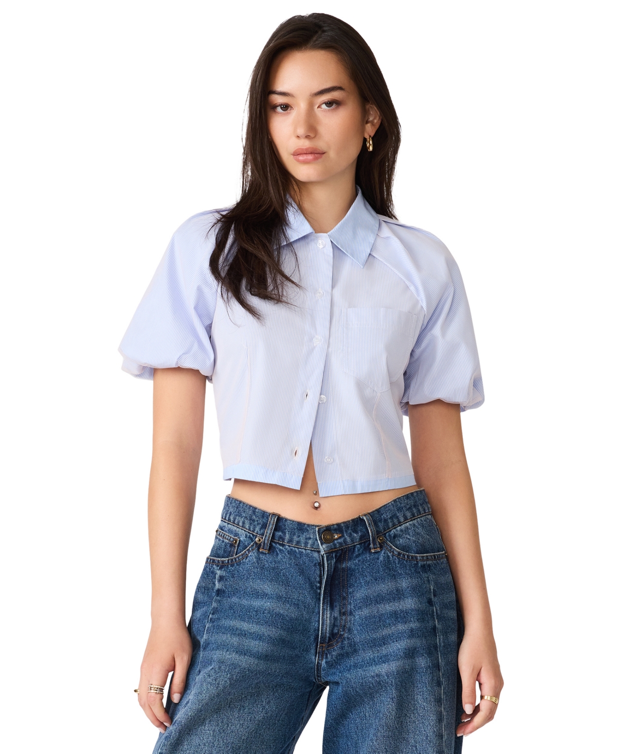 Click here for Steve Madden Womens Reece Cotton Button-Front Shir... prices
