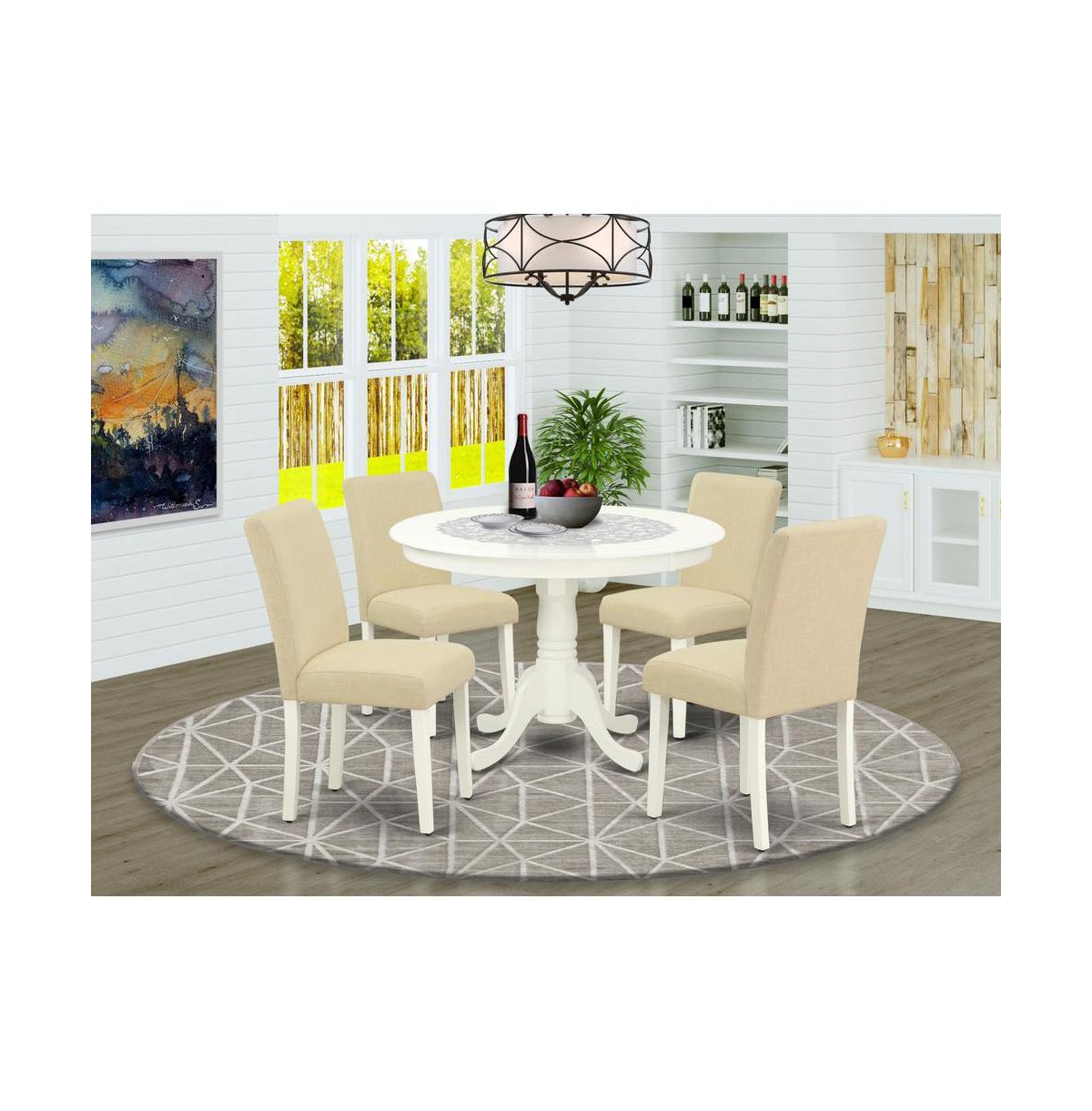 Click here for East West Furniture Dining Room Set  HLAB5-lwh-02 prices