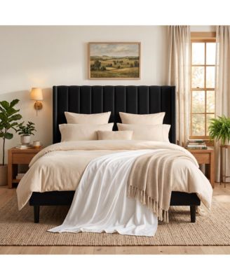 Click here for Upholstered Platform Bed Frame With 52 Inch High V... prices