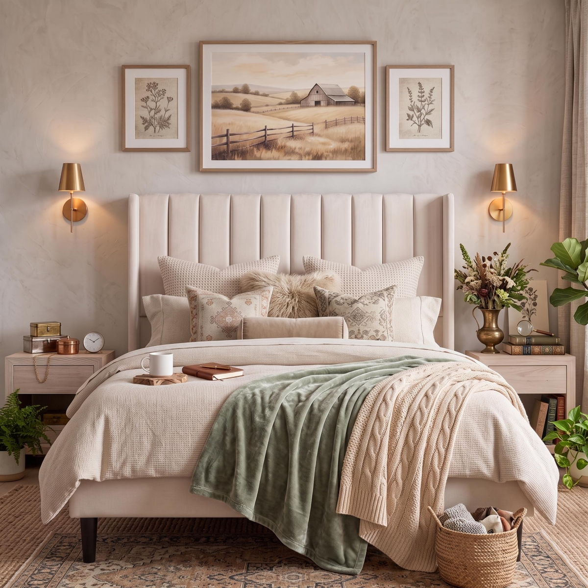 Click here for Upholstered Platform Bed Frame with 52 Inch High V... prices