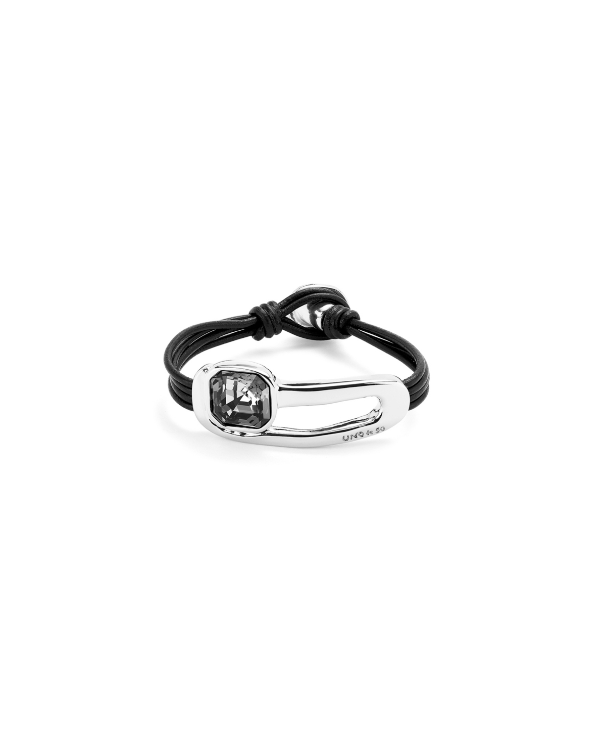 Click here for UNODE50 Leather bracelet with black faceted detail... prices