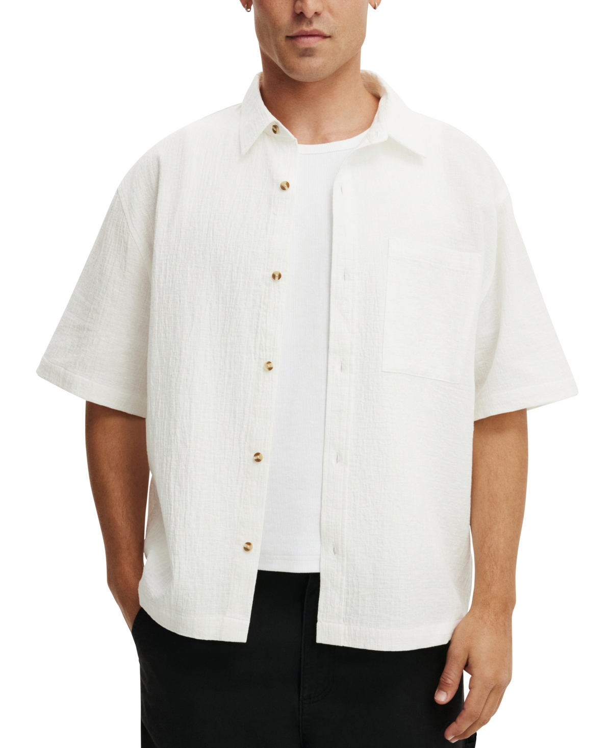 Click here for Cotton On Mens Essential Relaxed-Fit Shirt - White prices