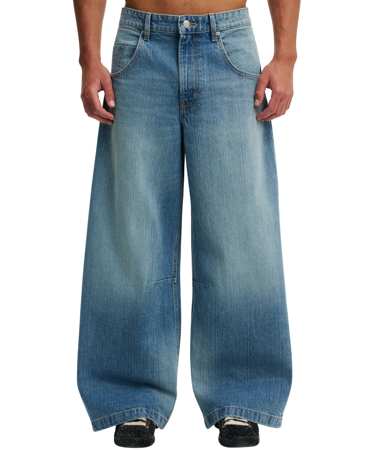 Click here for Cotton On Mens Y2K Denim Super Wide Baggy Jean - D... prices