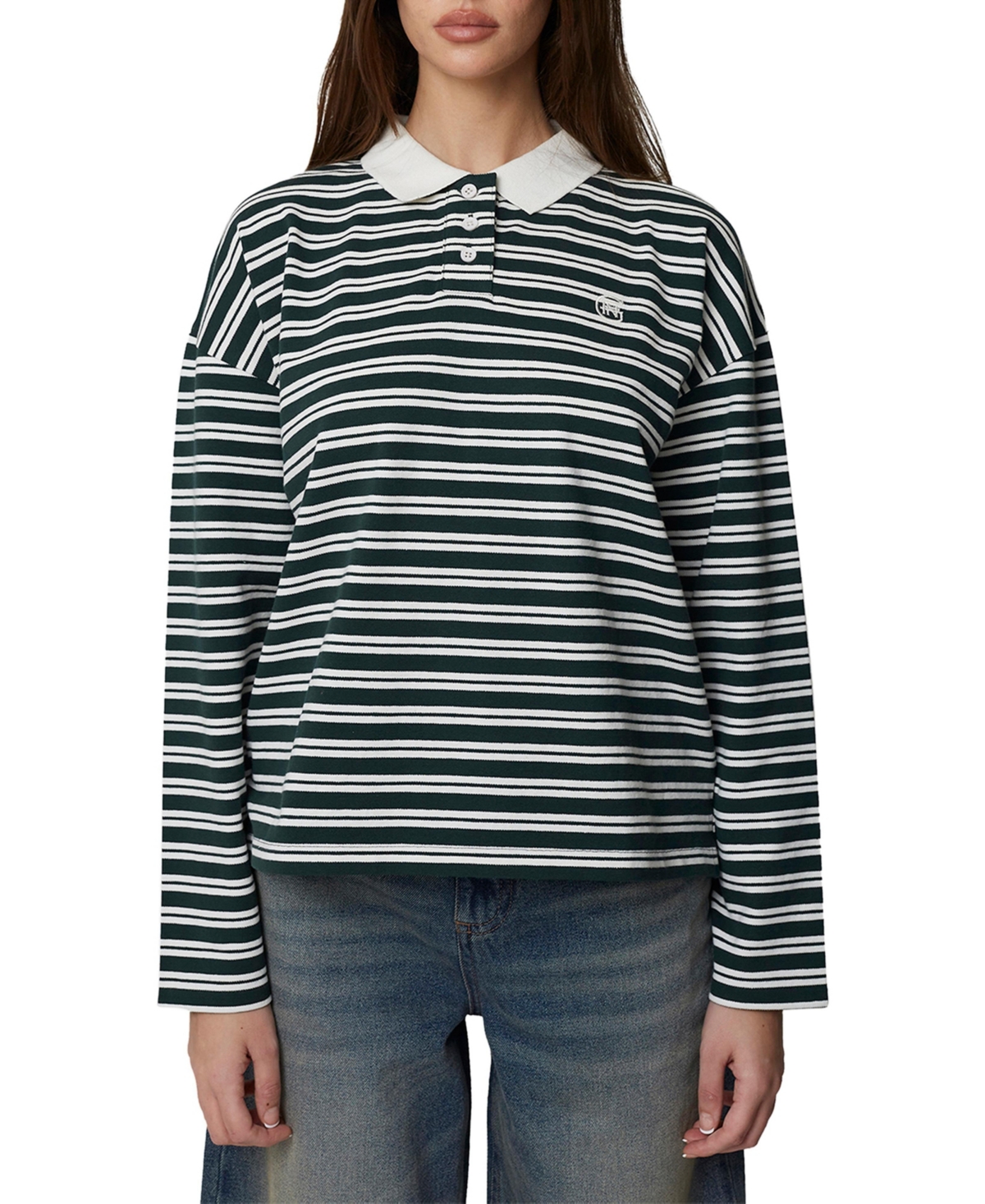 Click here for Good For Nothing Womens Long Sleeve Striped Polo -... prices