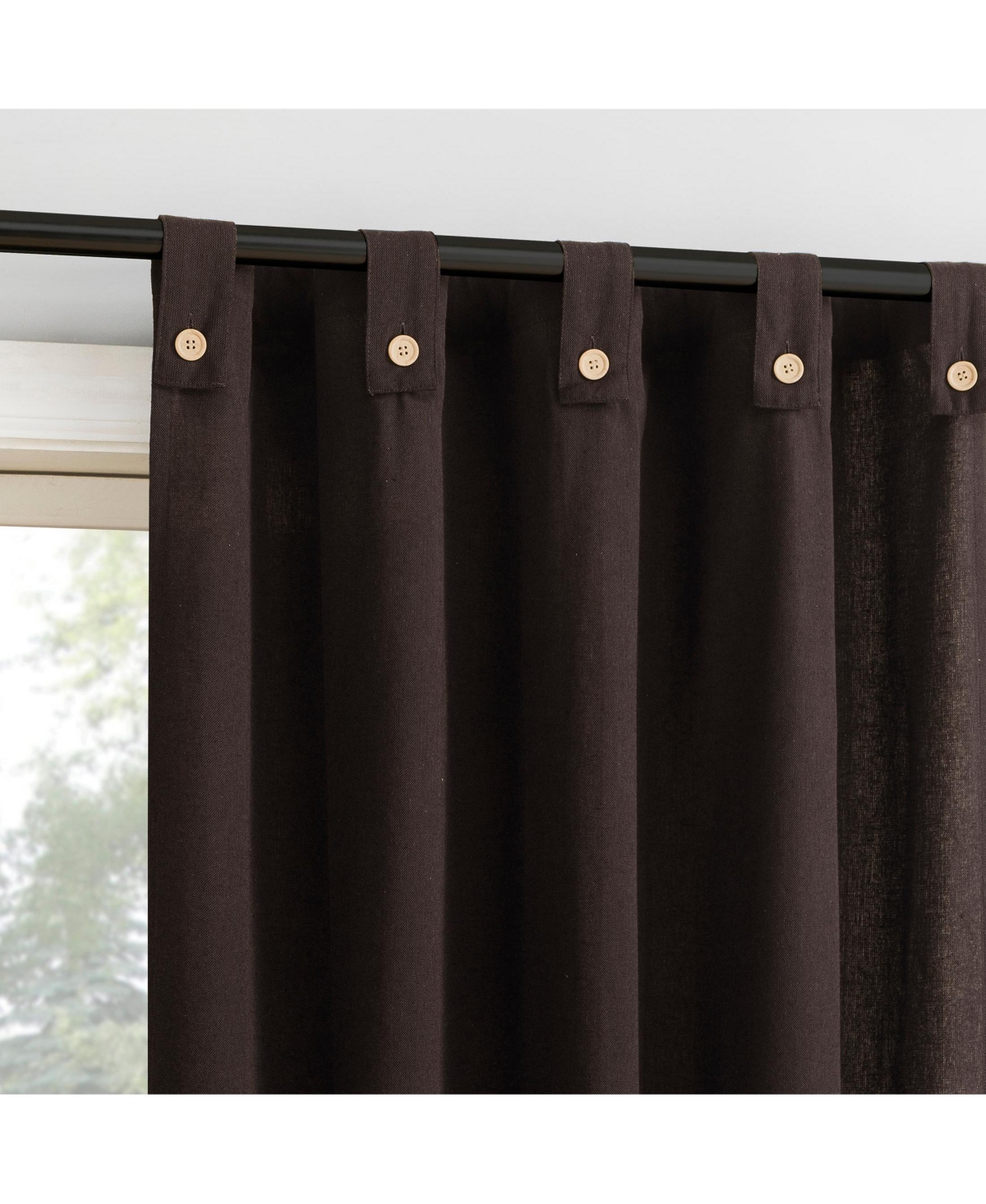 Click here for Cotton Blend Button Tab Top Curtain - Chocolate prices