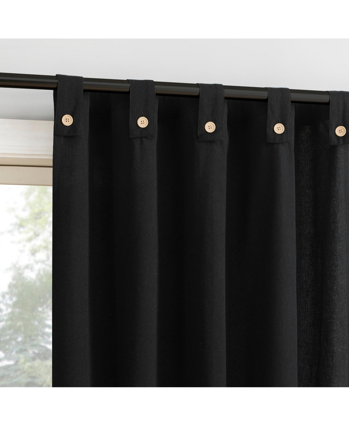 Click here for Cotton Blend Button Tab Top Curtain - Black prices