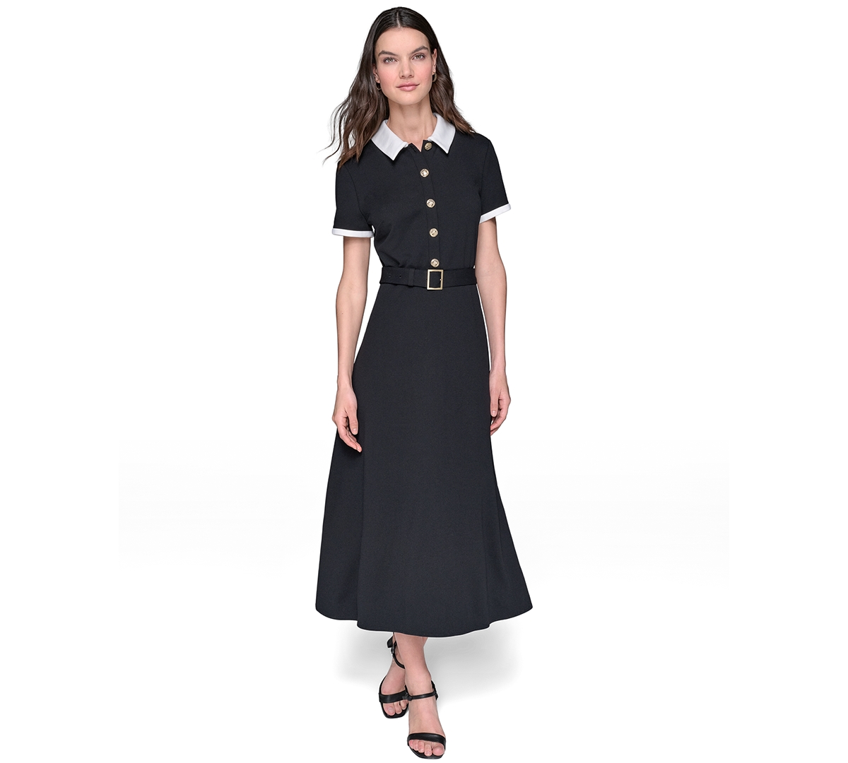 Click here for Karl Lagerfeld Paris Womens Belted A-Line Midi Shi... prices