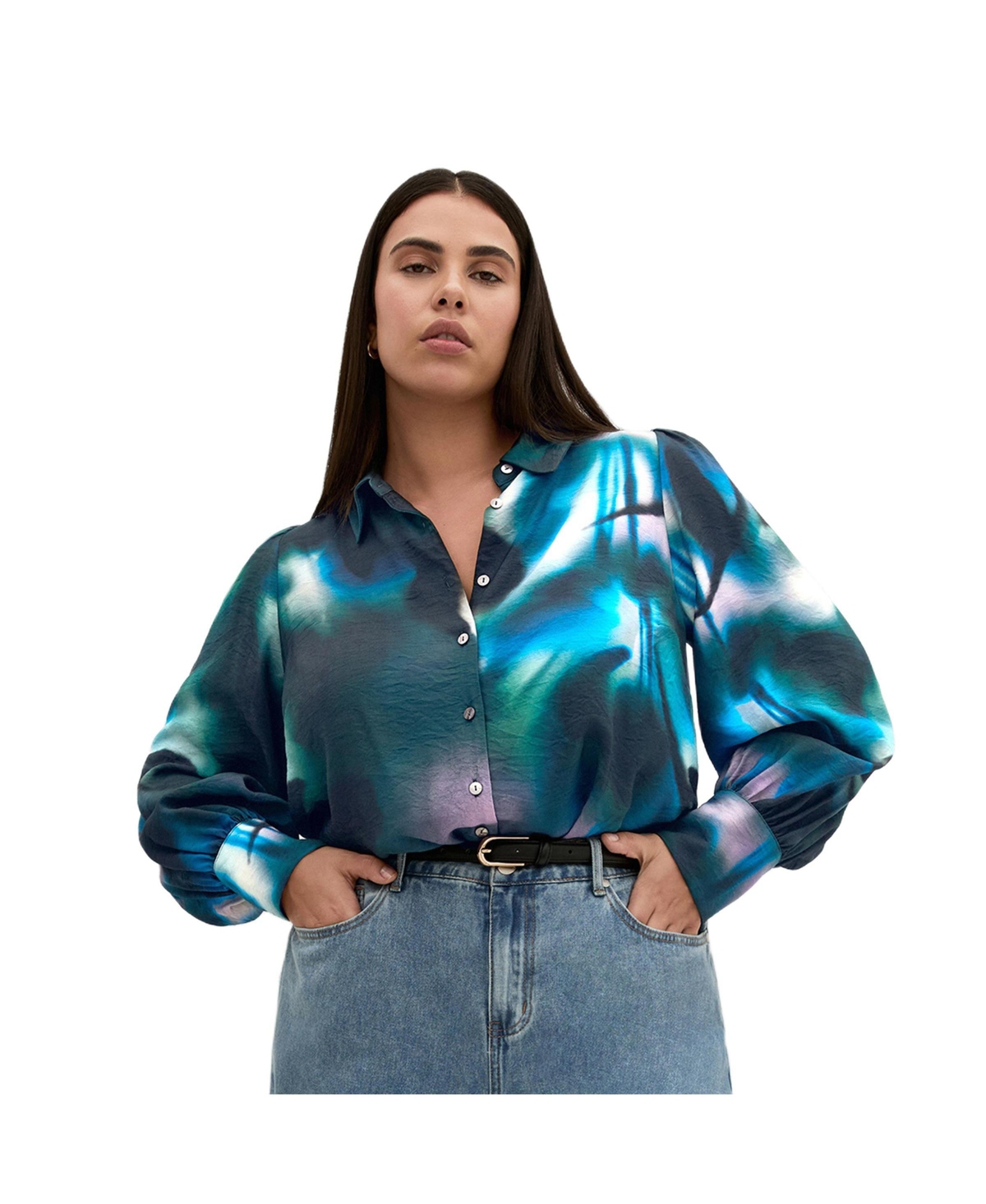 Click here for City Chic Womens Hayley Print Shirt - Haze bloom prices