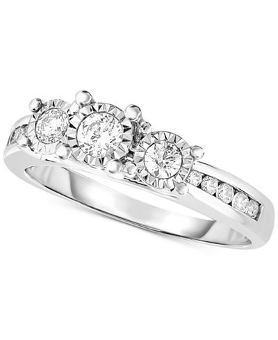 TruMiracle® Diamond Trinity Engagement Ring (1/2 ct. t.w.) in 14k White ...