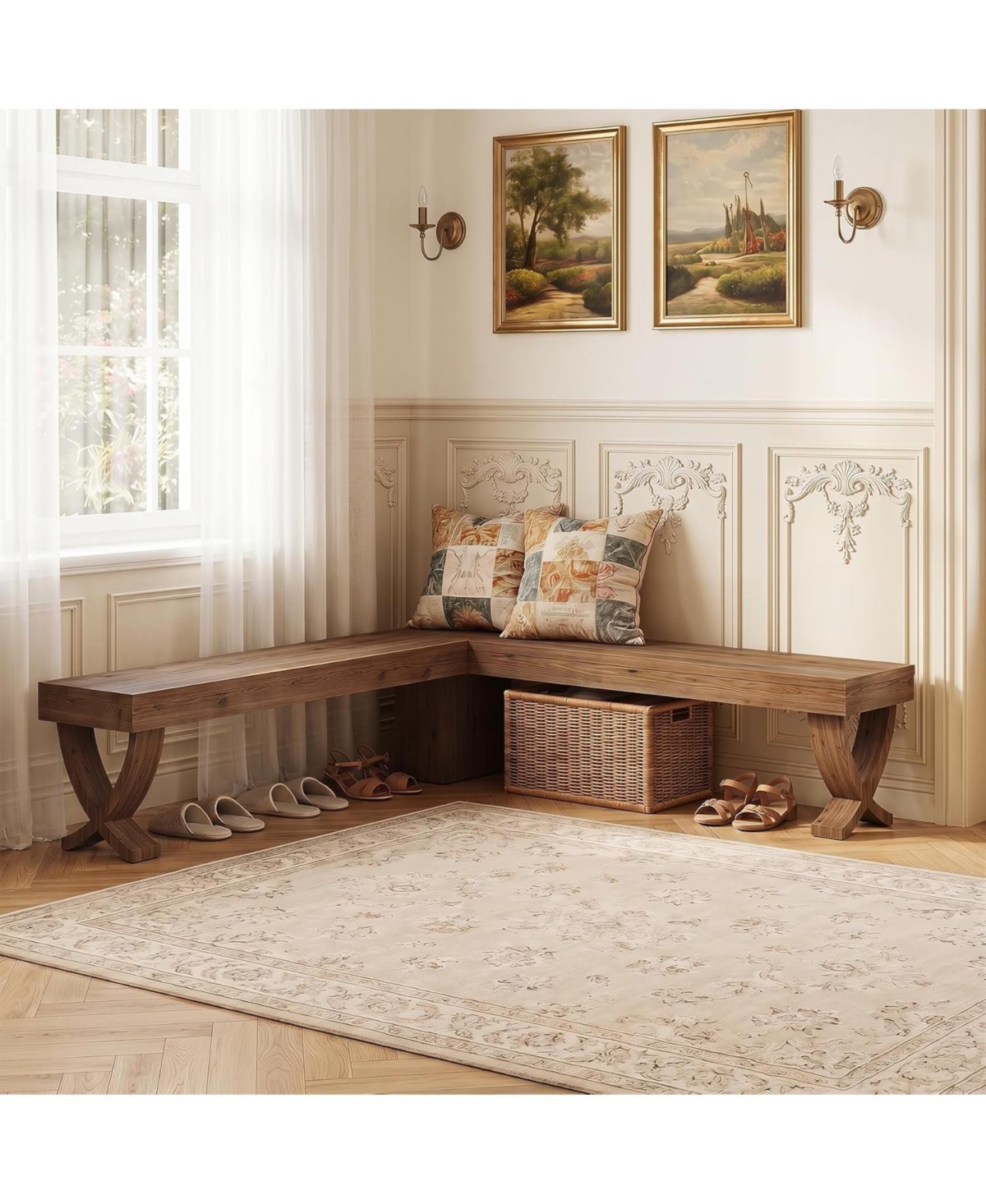 Click here for Tribesigns L Shaped Solid Wood Corner Bench  55-In... prices