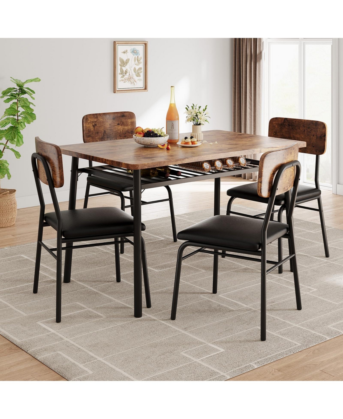 Click here for homfan 5-Piece Dining Set with Storage Rack - Mode... prices