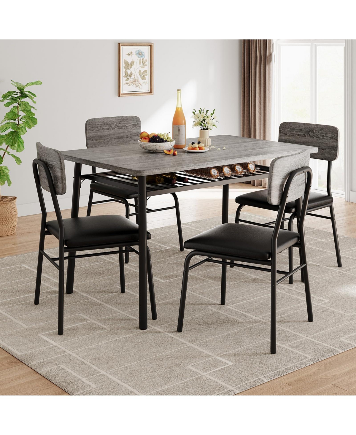 Click here for homfan 5-Piece Dining Set with Storage Rack - Mode... prices