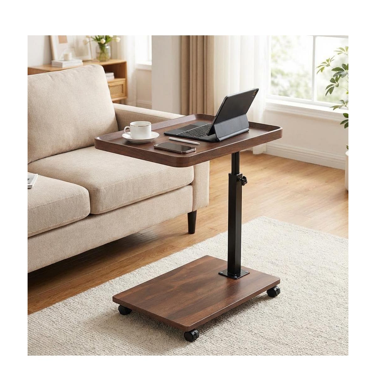 Click here for gaomon C Shaped End Table with Wheels  360degree(s... prices