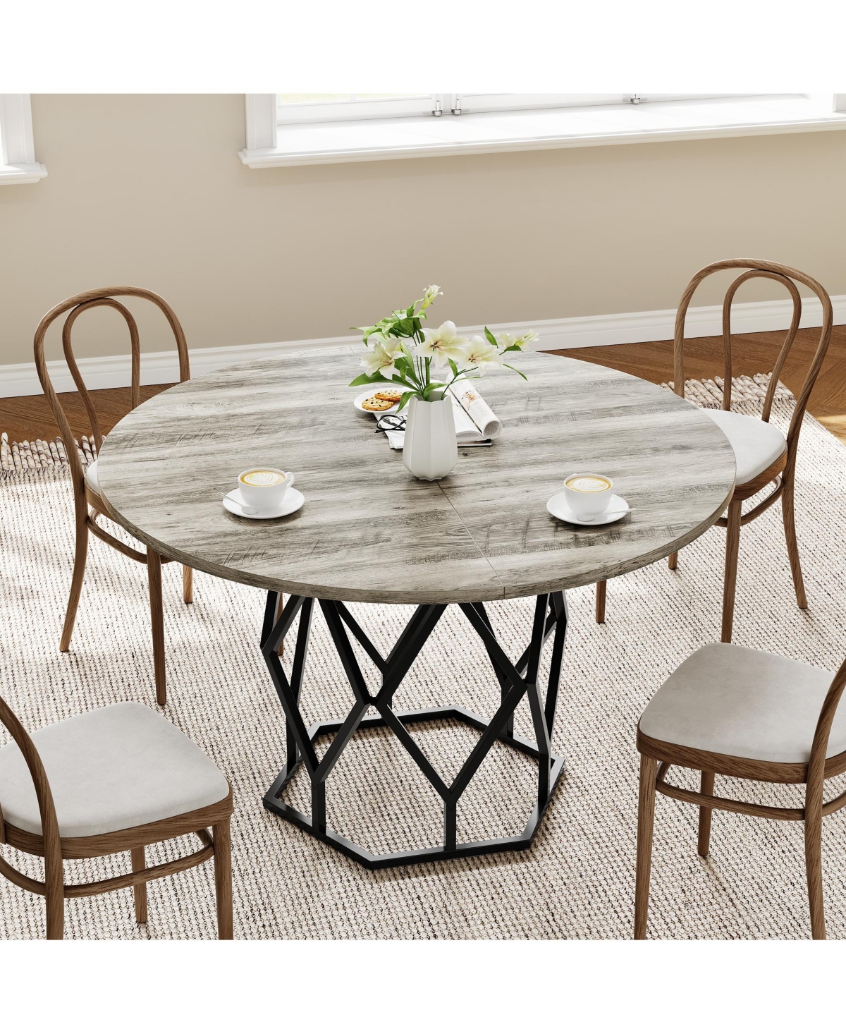 Click here for homfan 47 Inch Round Dining Table for 4-6  Industr... prices