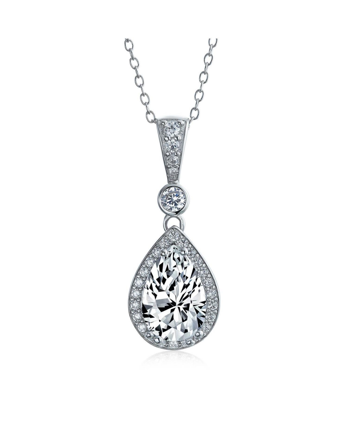 Click here for Bling Jewelry Traditional Cz Teardrop Solitaire Pe... prices