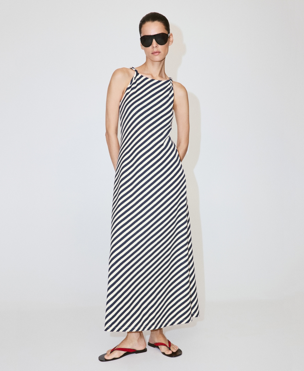 Click here for Mango Womens Draped Straps Knit Dress - Navy prices