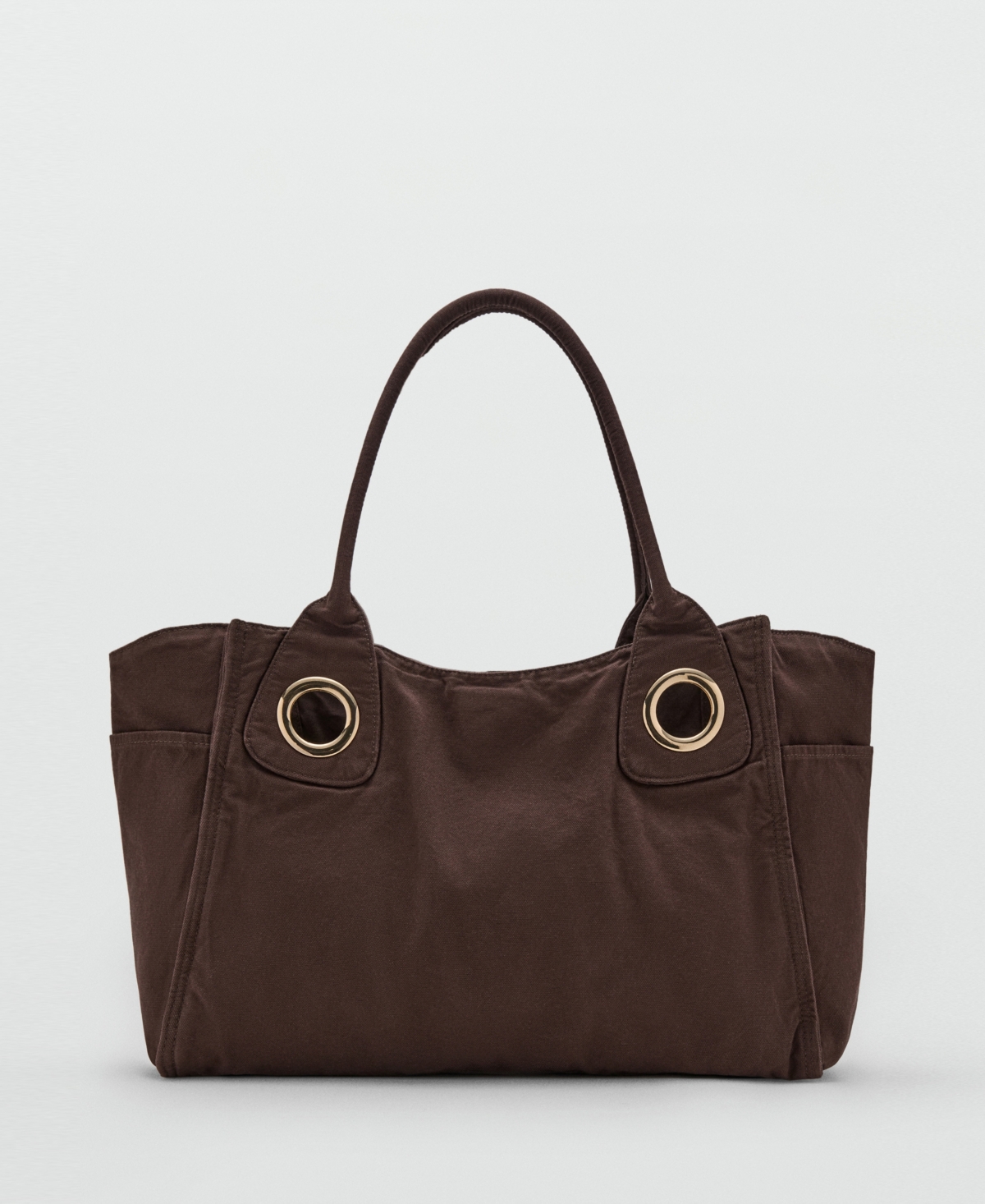 Click here for Mango Womens Eyelets Canvas Bag - Dark Brown prices