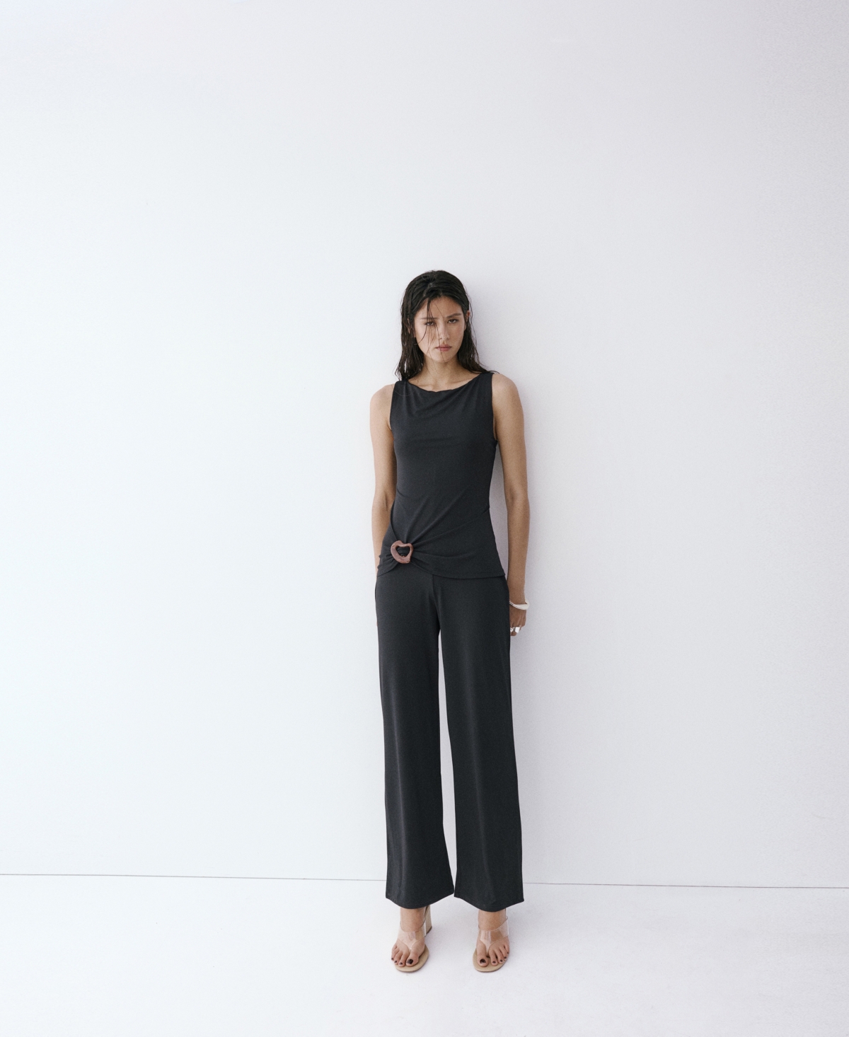 Click here for Mango Womens Resin Applique Combined Jumpsuit - Bl... prices