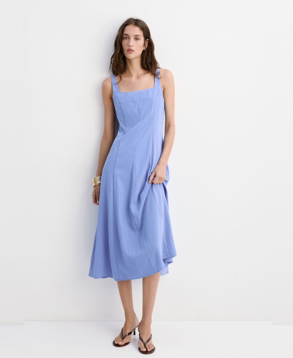 Click here for Mango Womens Crinkle-Effect A-Line Dress - Medium... prices