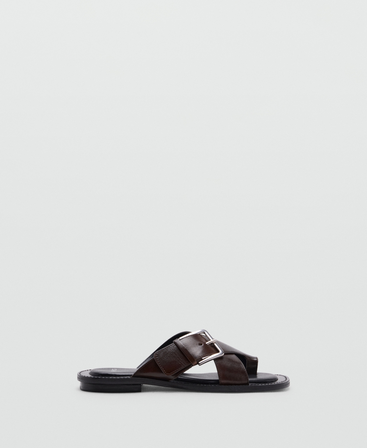 Click here for Mango Womens Crossed Straps Leather Sandals - Dark... prices