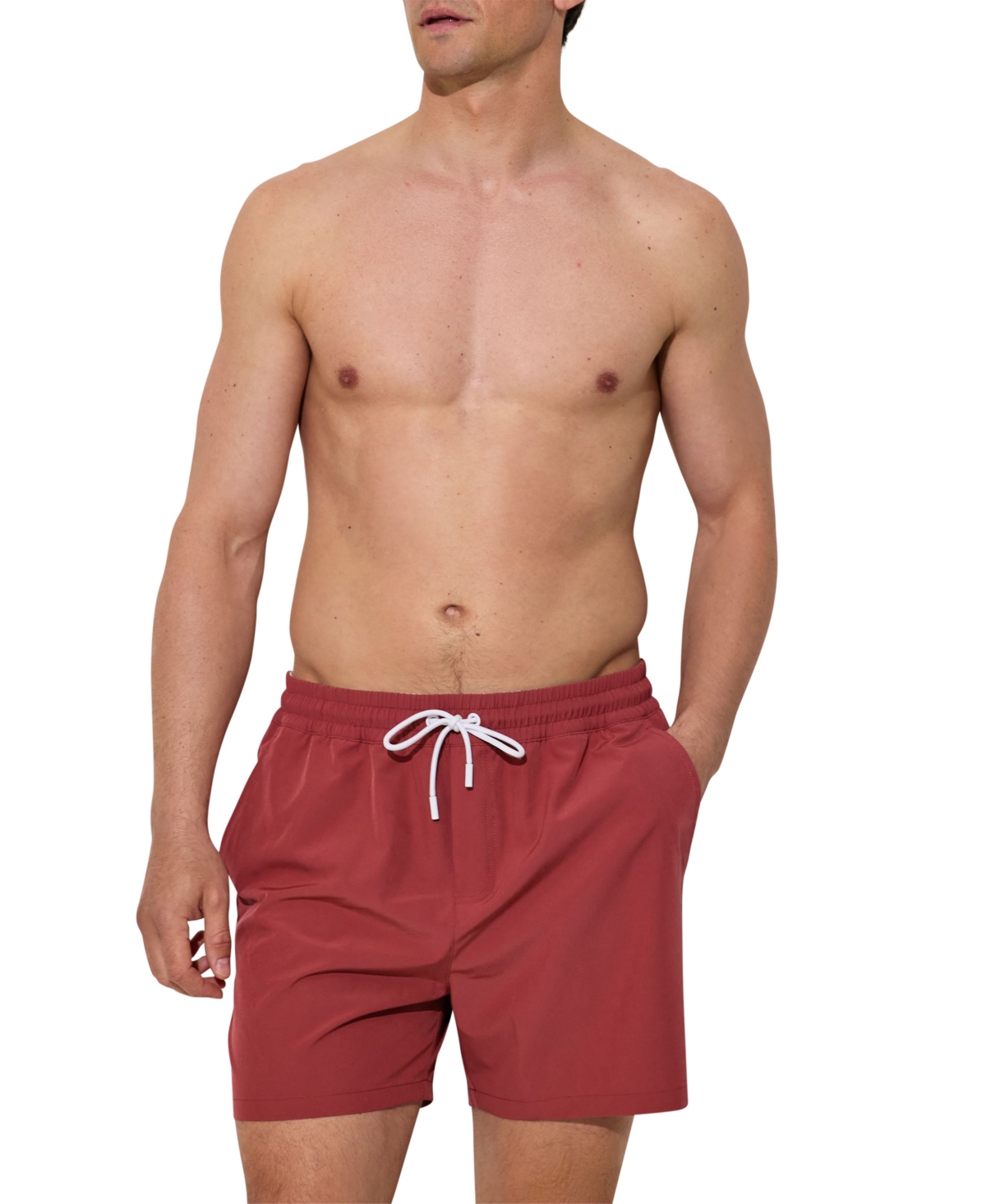 Click here for Reiss Mens Cliff Drawstring Swim Shorts - Pomegran... prices