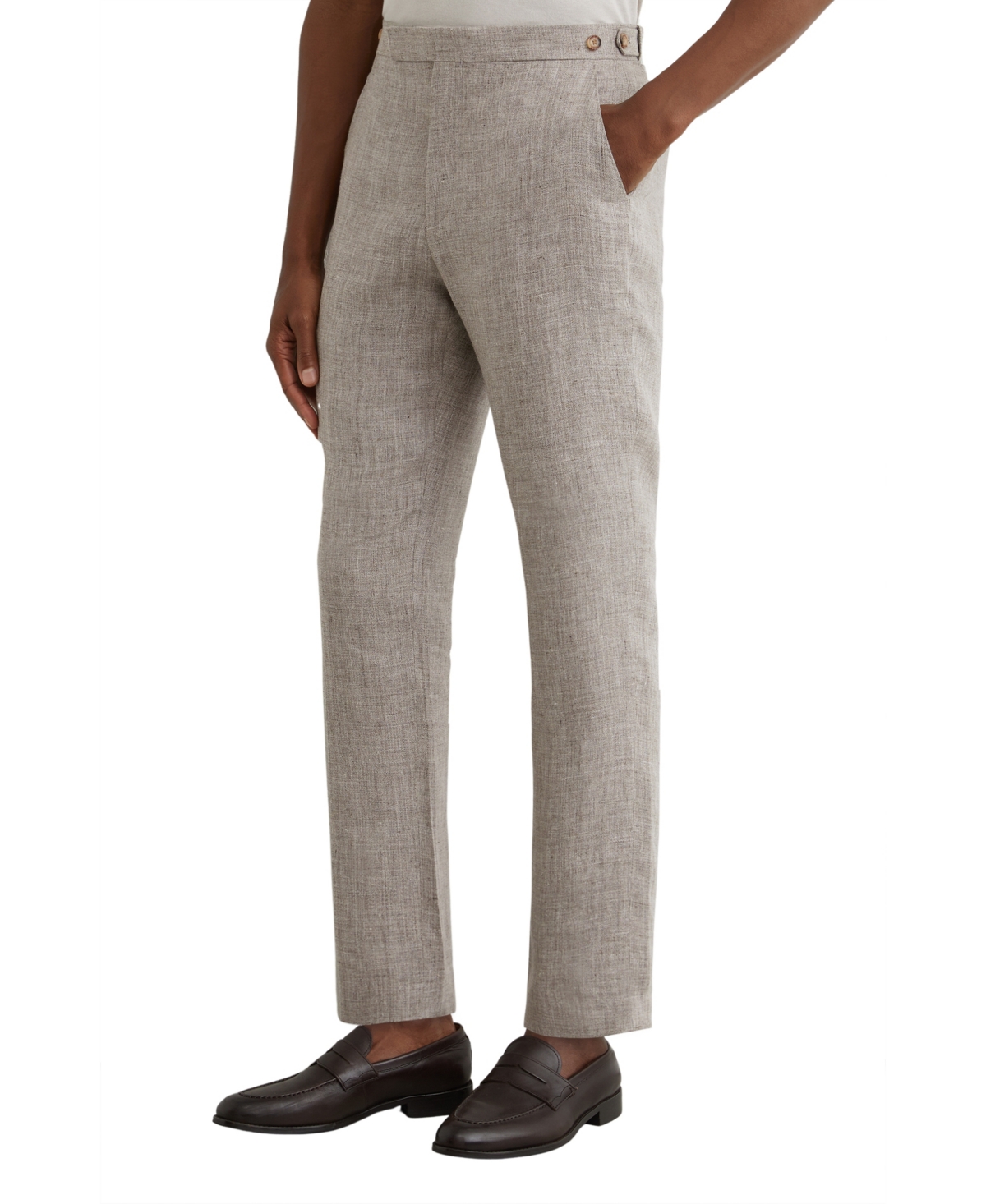 Click here for Reiss Mens Amore Linen Tailored-Fit Suit Pants - T... prices