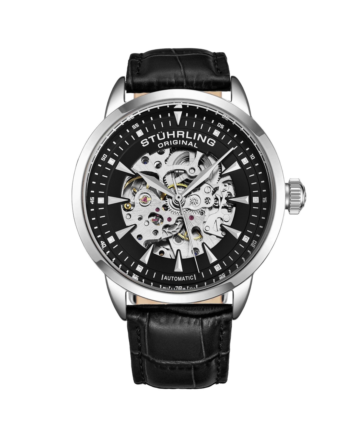 Click here for Stuhrling Men s Automatic Skeleton Watch 44mm Leat... prices