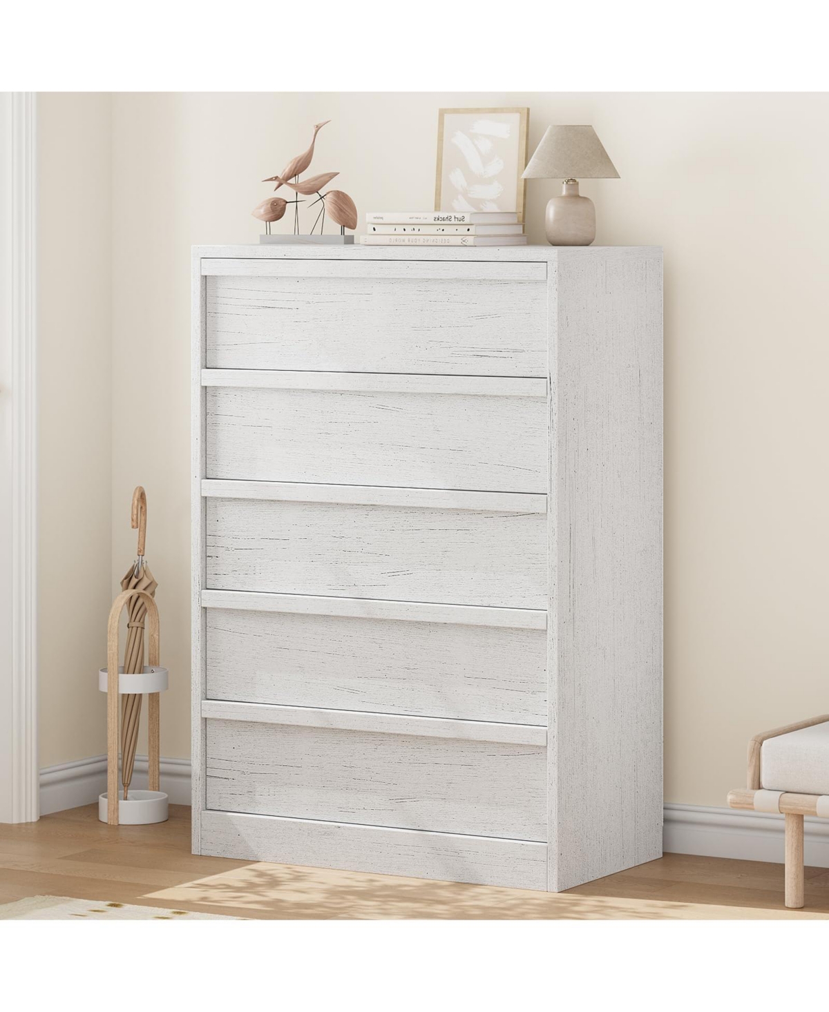 Spacious Drawer Dresser for Bedroom with Ample Internal Storage  Modern Multi-Drawer Storage Cabinet Organizer Suitable for Living Room  Nursery - Whi