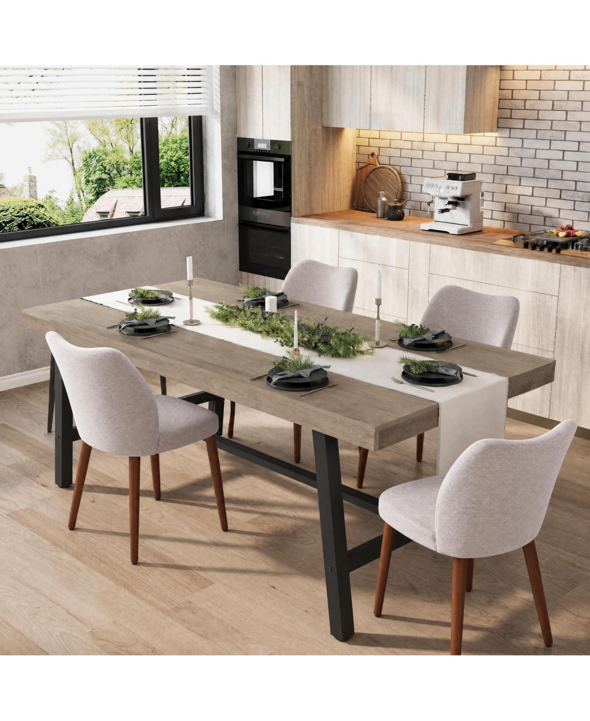 Click here for homfan Dining Table and Chairs Set  71 Inch Wood M... prices