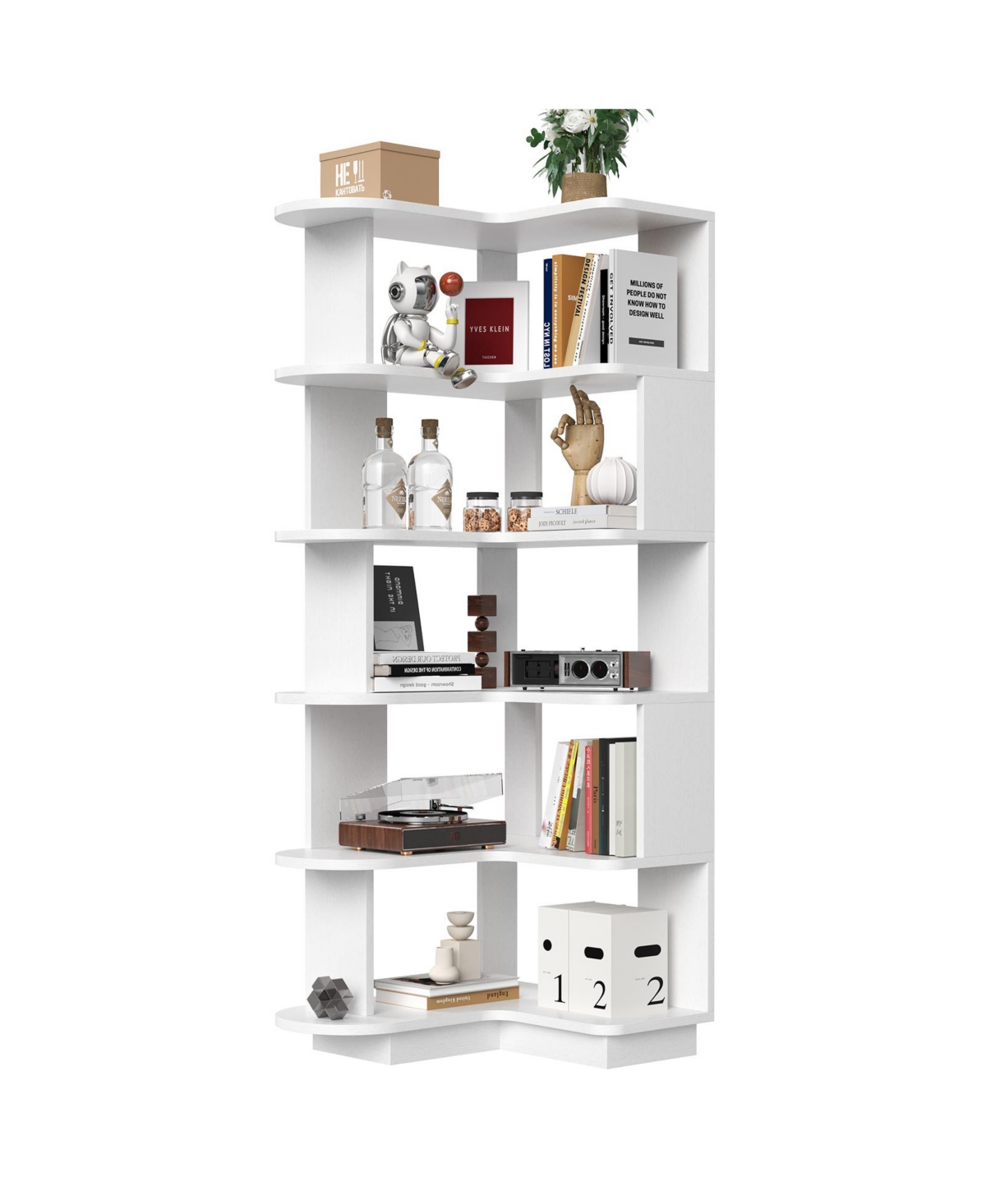Click here for flynama 5-Tier L-Shaped Corner Bookshelf Freestand... prices