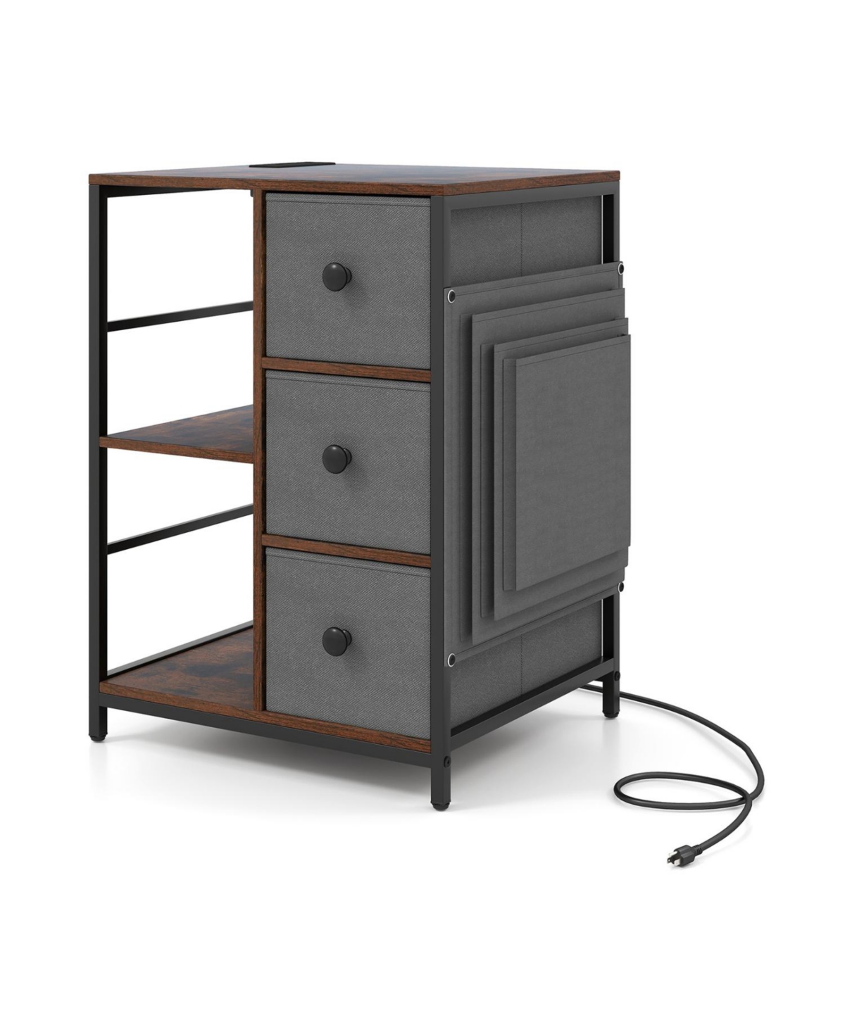 Click here for Slickblue Nightstand with Charging Station Open Sh... prices