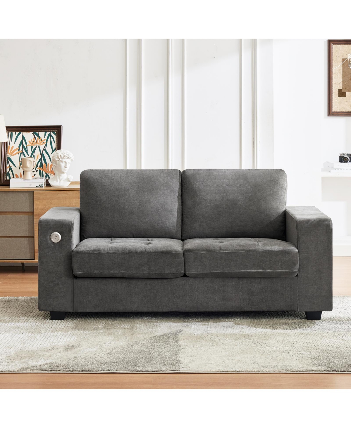 Click here for homfan 70 Chenille Loveseat with Usb and Side Pock... prices