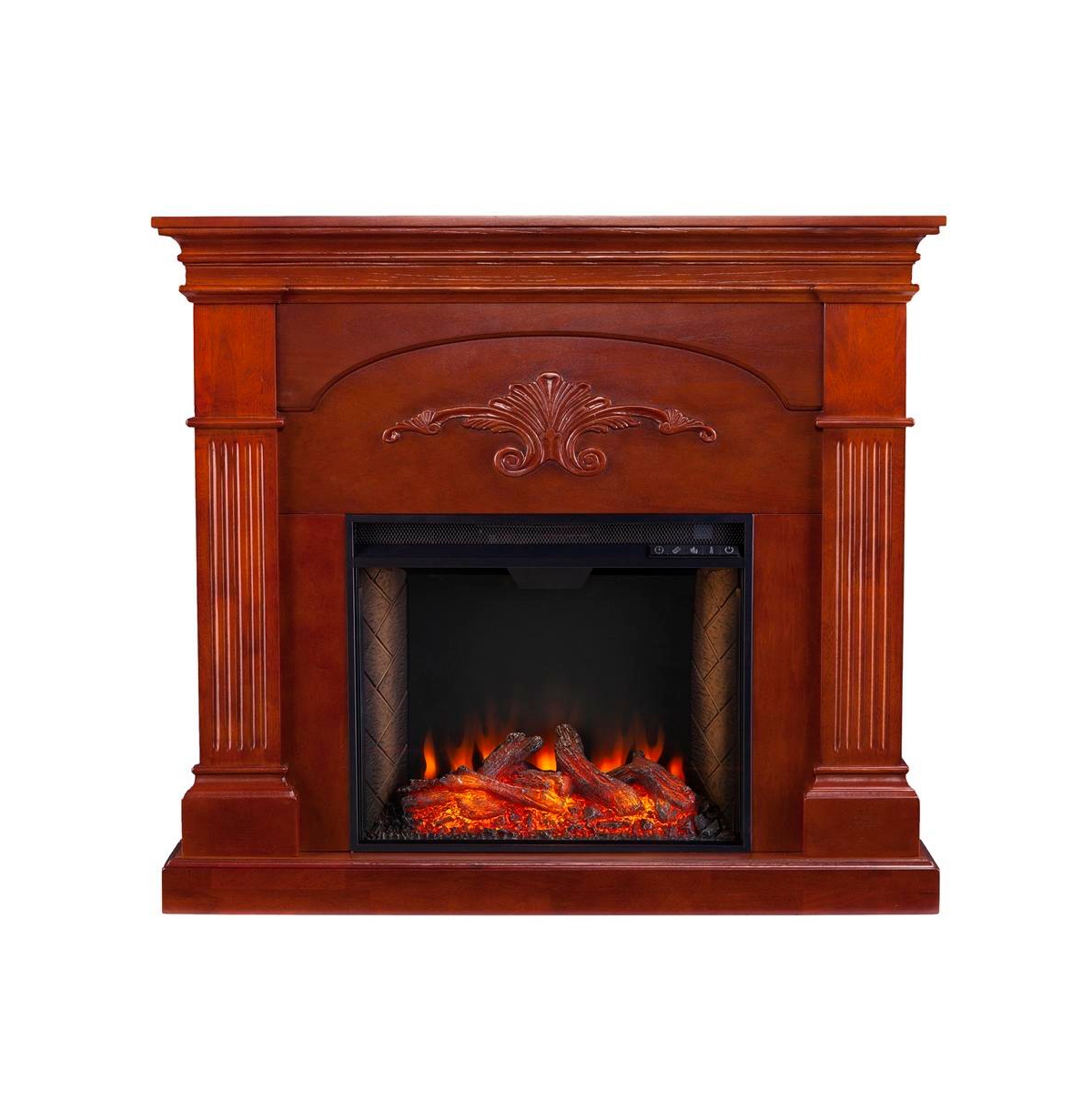 Click here for Augusta Home Electric Fireplace - Brown/red prices
