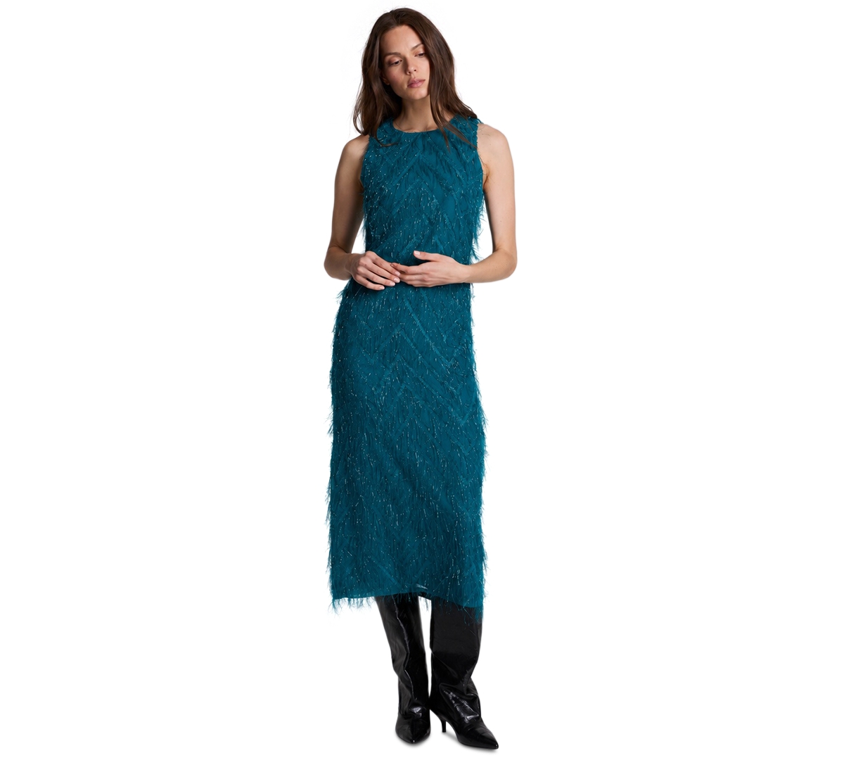 Click here for Kenneth Cole Womens Sleeveless Novelty Fringed Org... prices